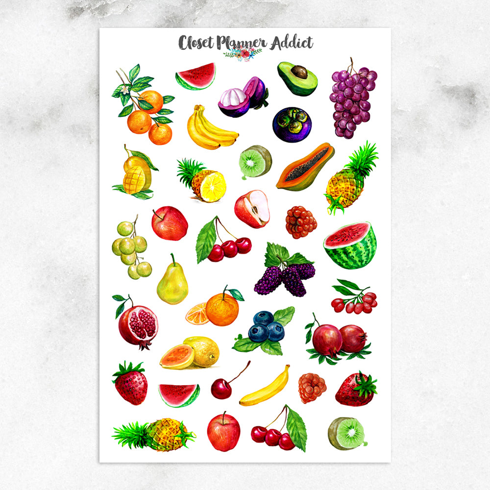 Watercolour Fruits Planner Stickers (S-335) – Closet Planner Addict