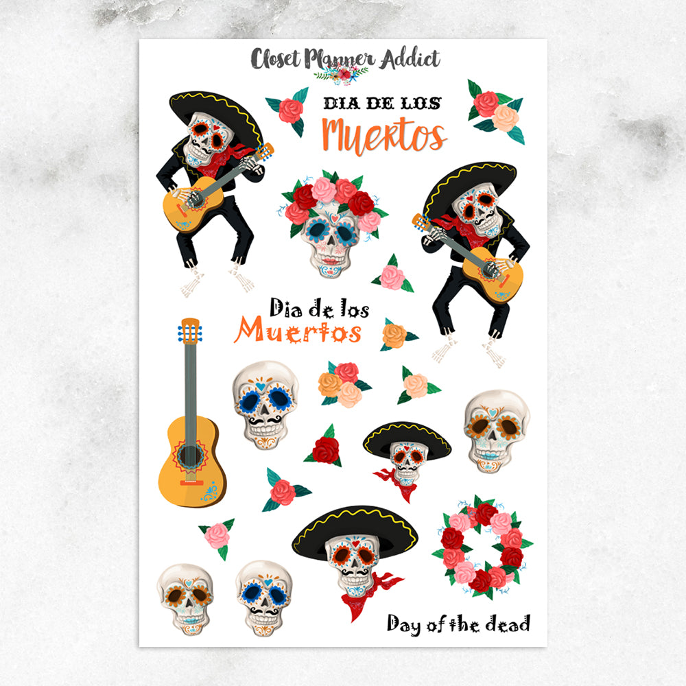 Dia De Los Muertos Planner Stickers | Day of the Dead Stickers (S-420 ...