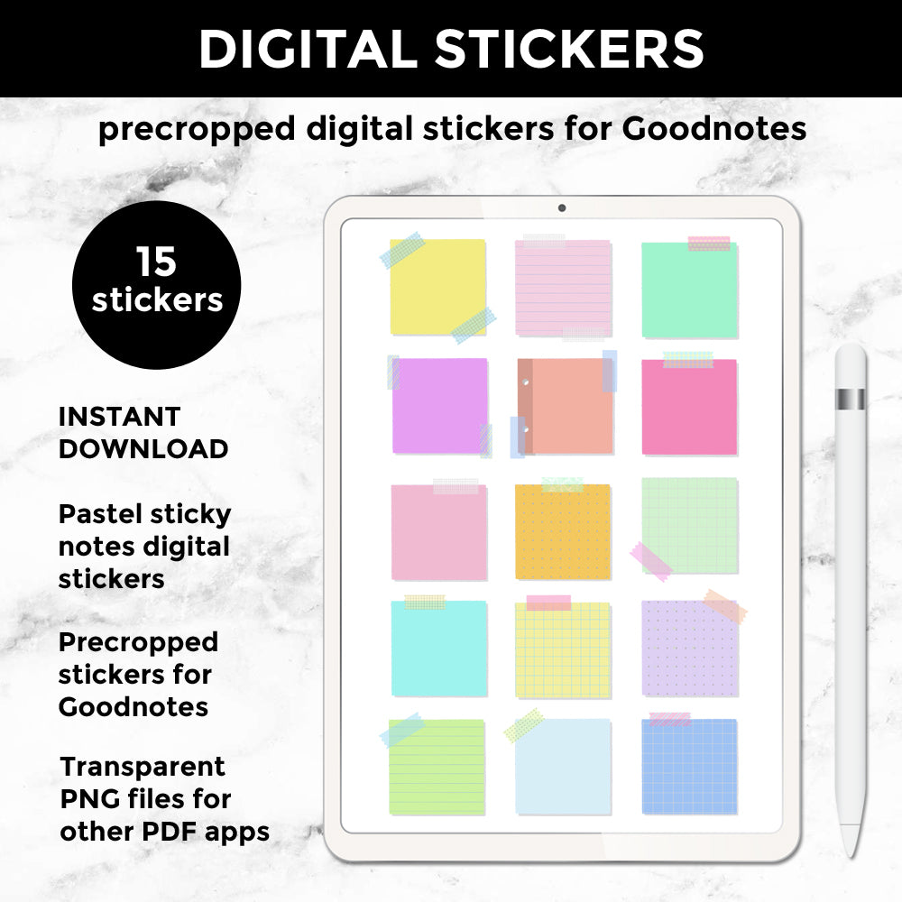 Pastel Sticky Notes Digital Planner Stickers | Instant Download | DIGI ...