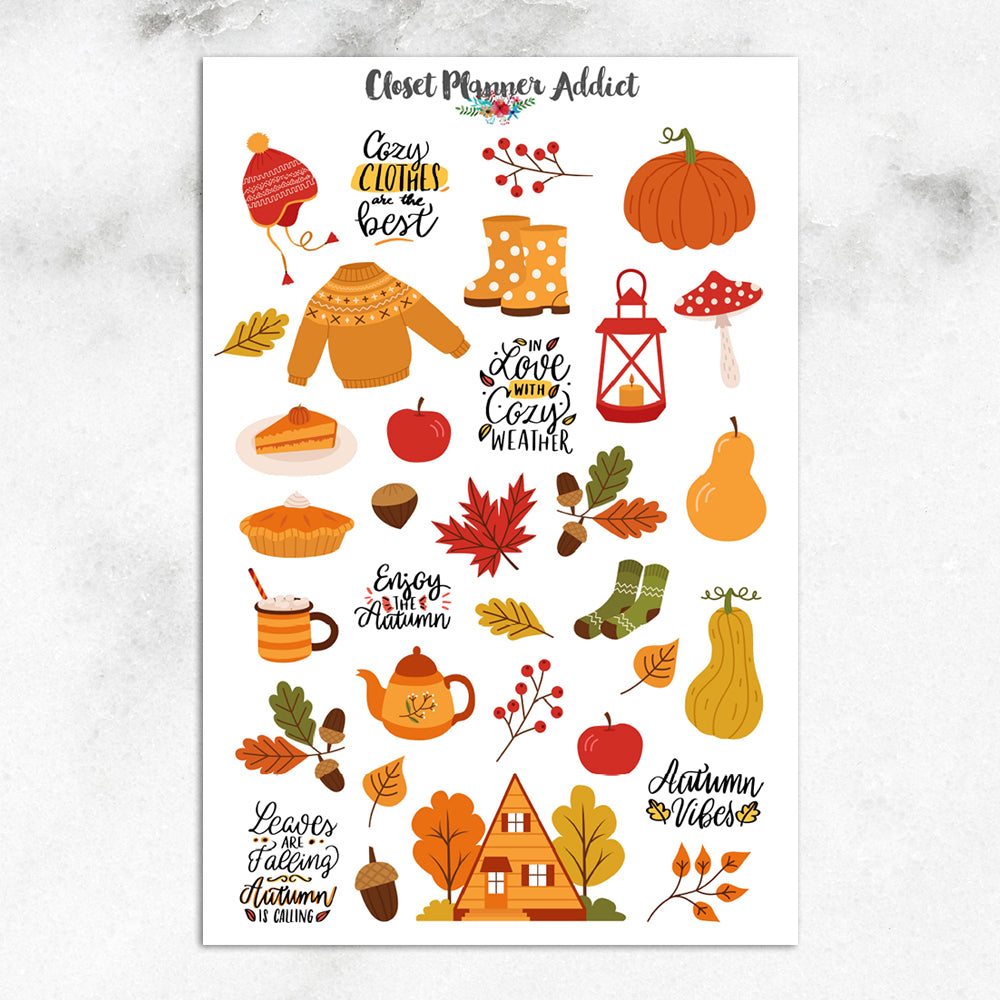 Cozy Autumn Vibes Planner Stickers | Fall Stickers (MGB-MAR2023 ...