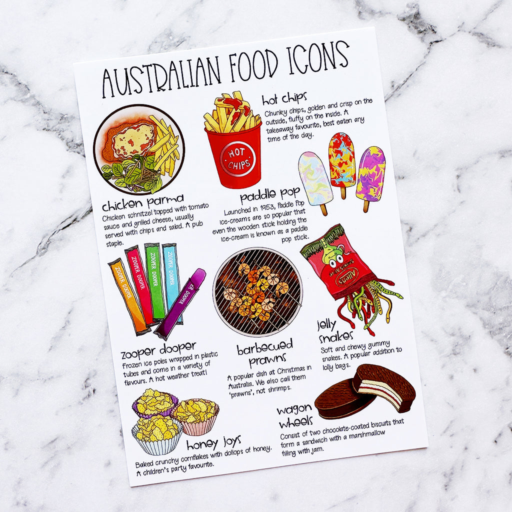 Australian Food Icons Part 3 Postcard by Closet Planner Addict (PC-035