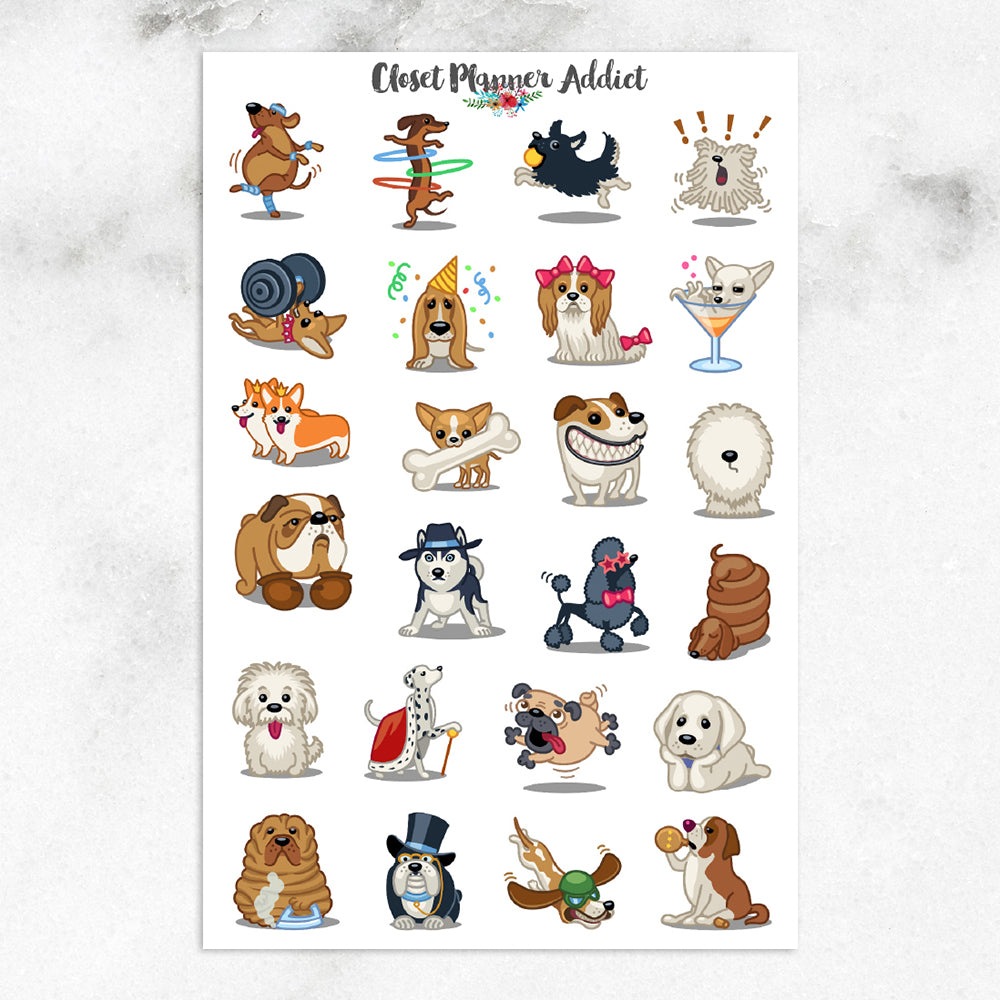 Cute Dogs Planner Stickers (S-174) – Closet Planner Addict