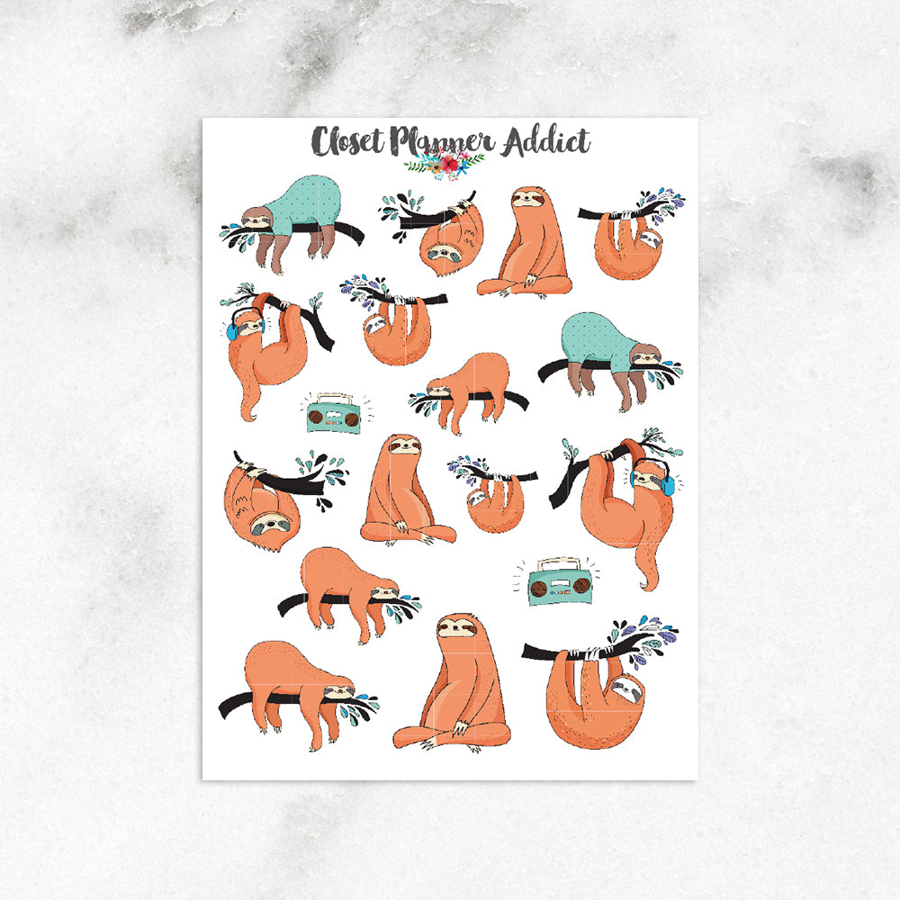 Sleepy Sloths Planner Stickers (S-186) – Closet Planner Addict