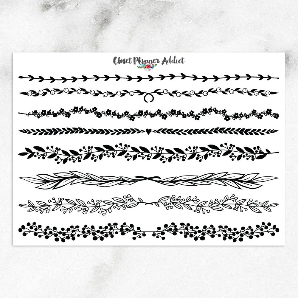 Floral Borders Planner Stickers (S-266) – Closet Planner Addict