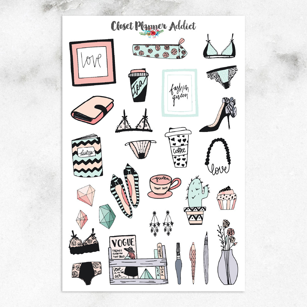 Fashion and Lifestyle Planner Stickers (S-269) – Closet Planner Addict