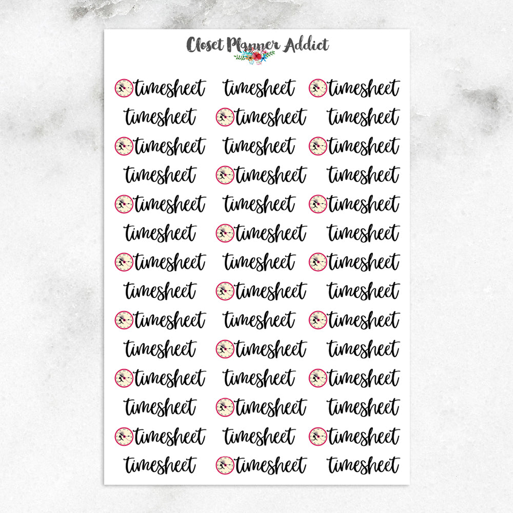 Timesheet Work Tracker Planner Stickers (S-315) – Closet Planner Addict
