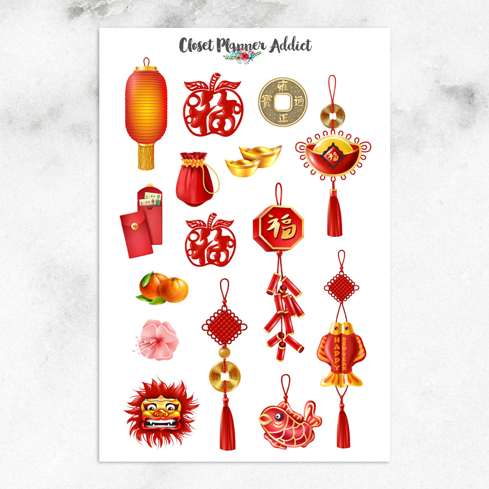 Chinese New Year Planner Stickers | Lunar New Year Stickers (S-539 ...