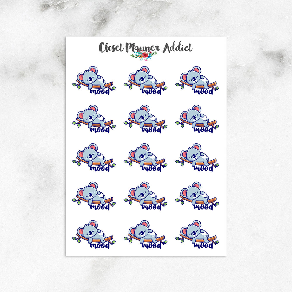 Sleeping Koala Mood Planner Stickers (S-621) – Closet Planner Addict