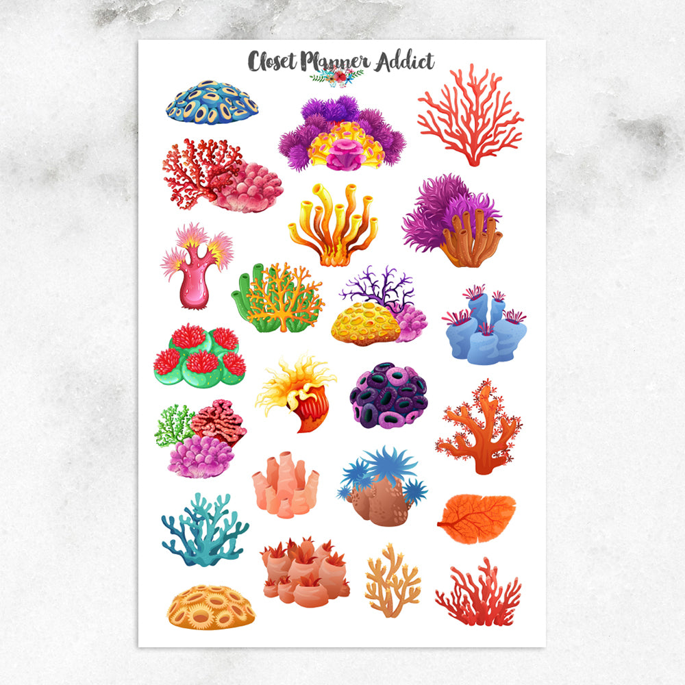 Colourful Sea Corals Planner Stickers | Coral Reef Stickers (S-670 ...