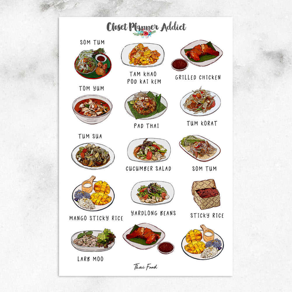 Thai Food Planner Stickers (S-672) – Closet Planner Addict